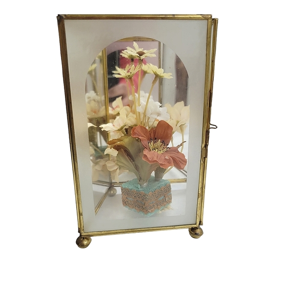 Vintage | Accents | Vintage Floral Display In Brass And Glass Box ...